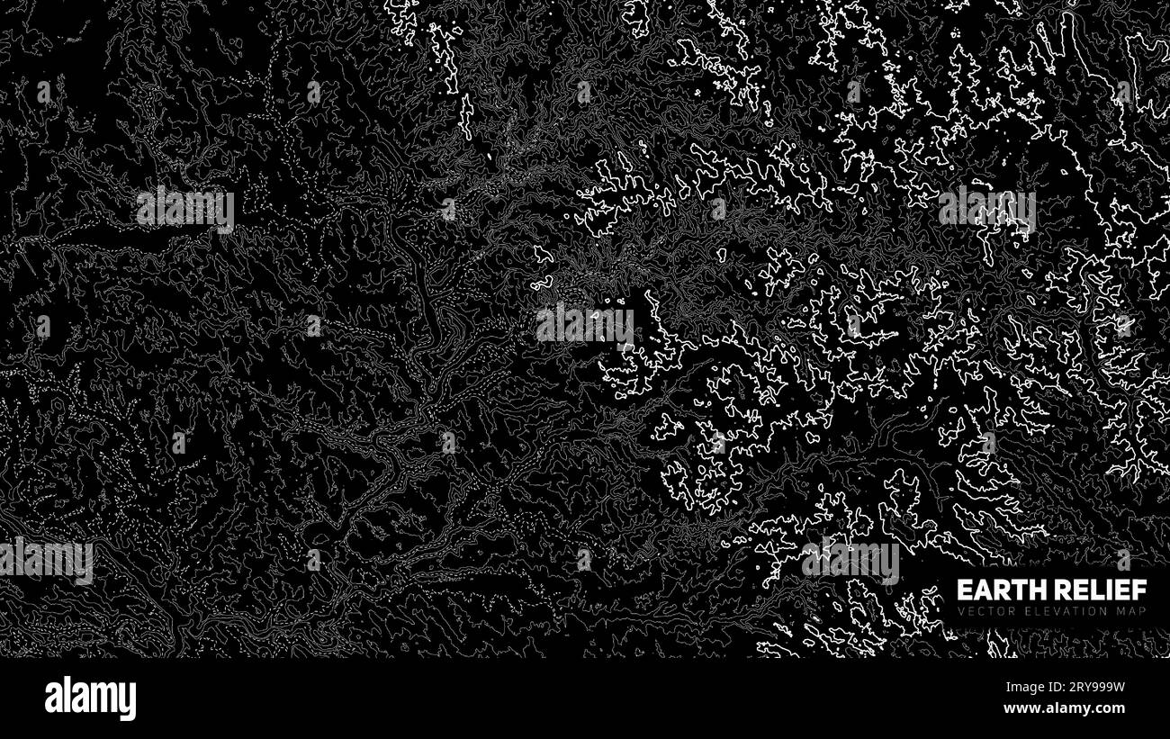 Vector abstract earth relief map. Generated conceptual elevation map ...