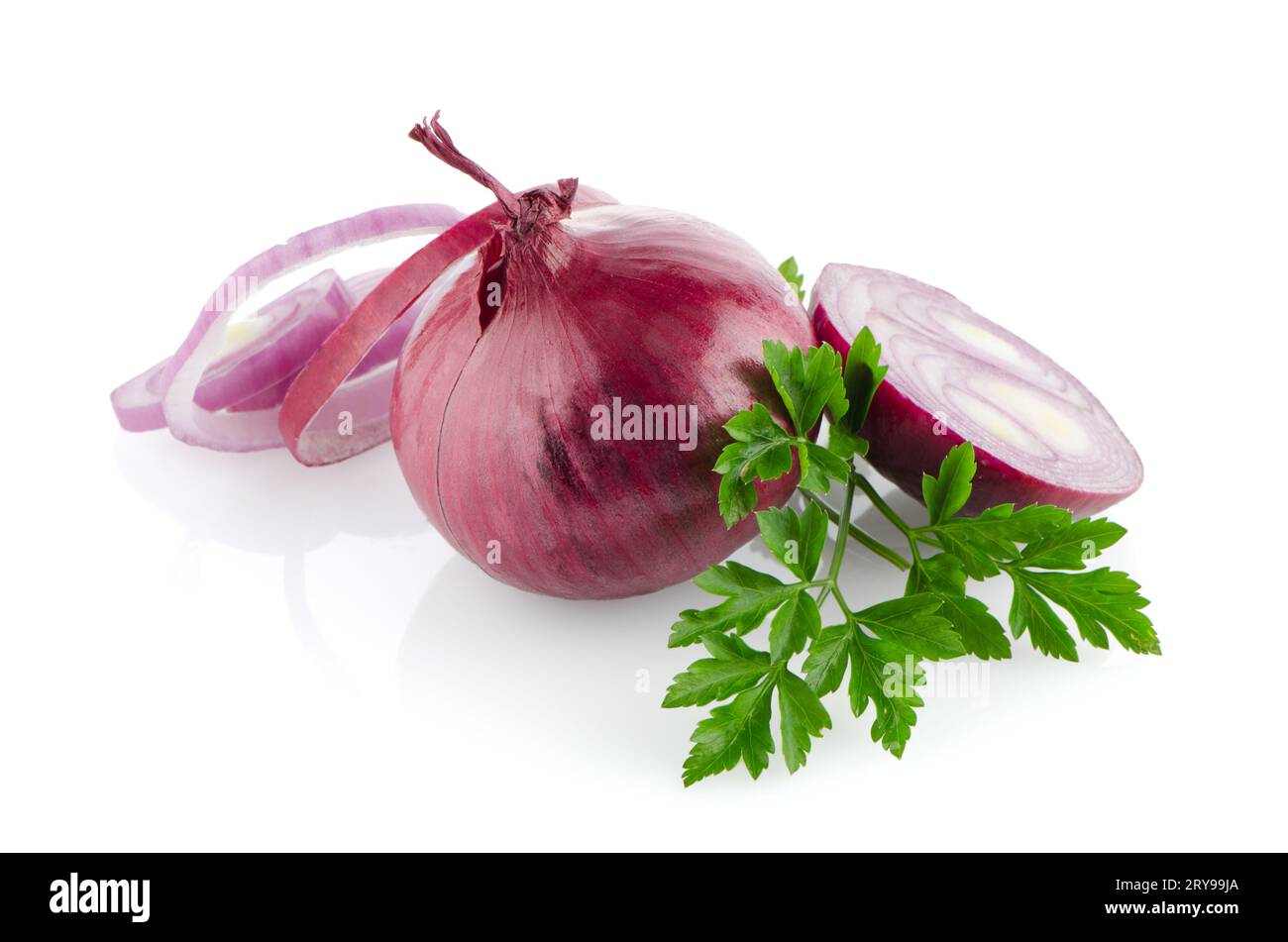 Red onion sliced green Cut Out Stock Images & Pictures - Alamy