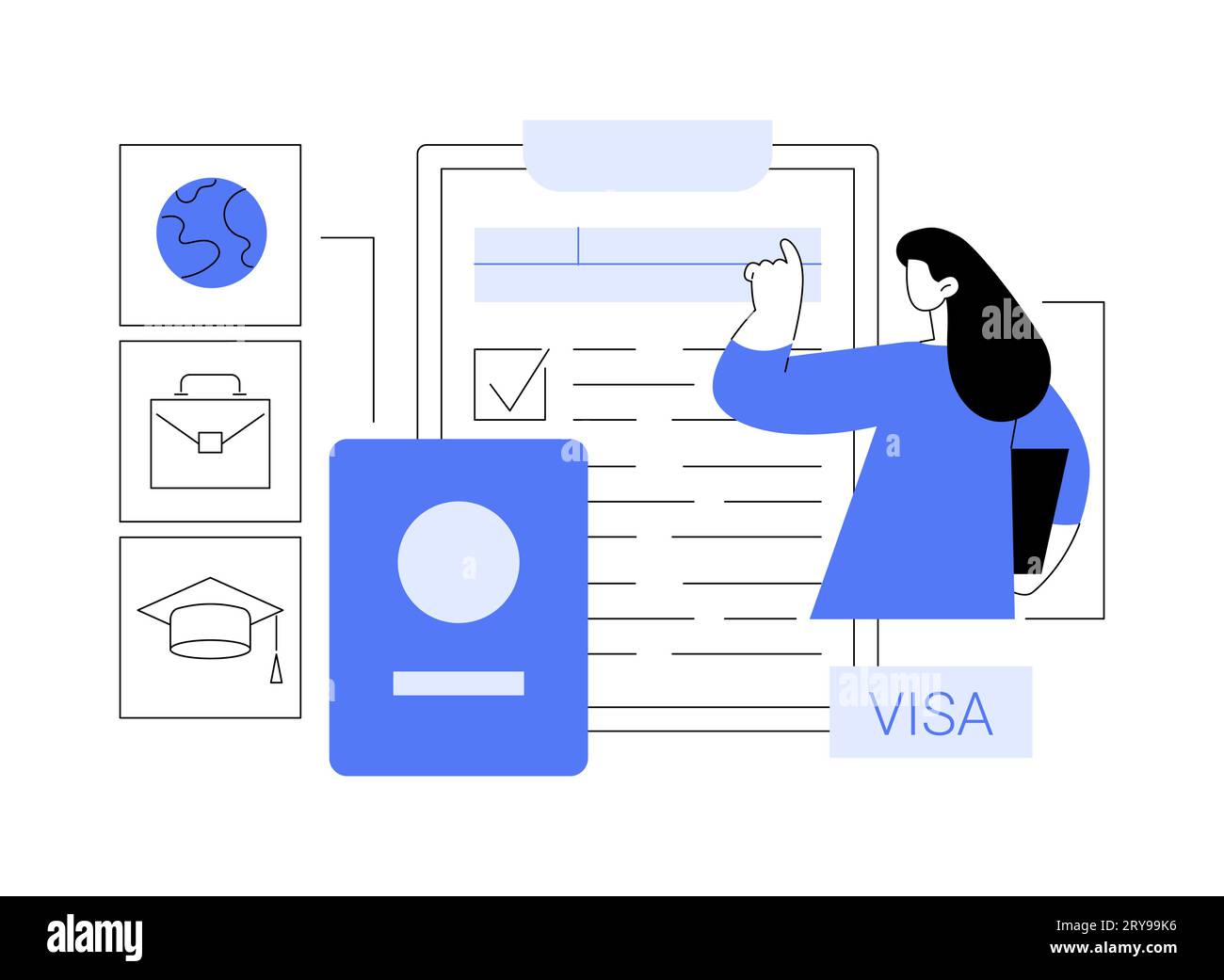 Fill in visa application form abstract concept vector illustration ...