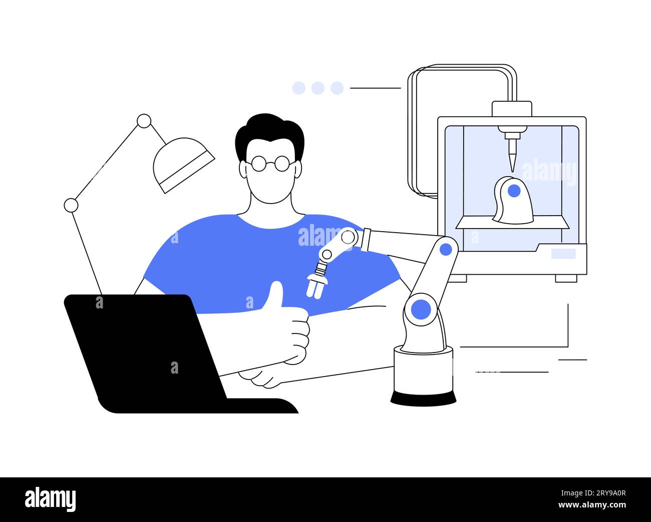 3D printers in robotics abstract concept vector illustration Stock ...