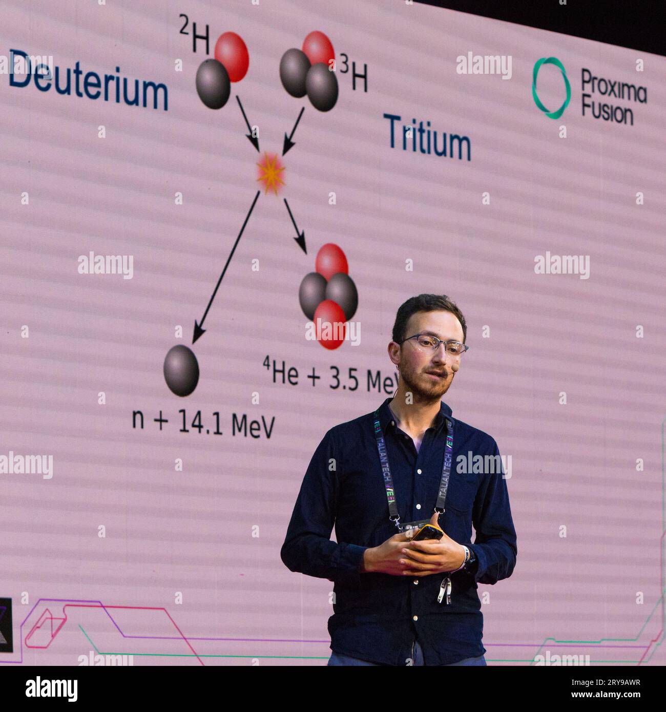 Torino, Italy. 29th Sep, 2023. Francesco Sciortino, CEO & co-founder of Proxima Fusion, on the ...