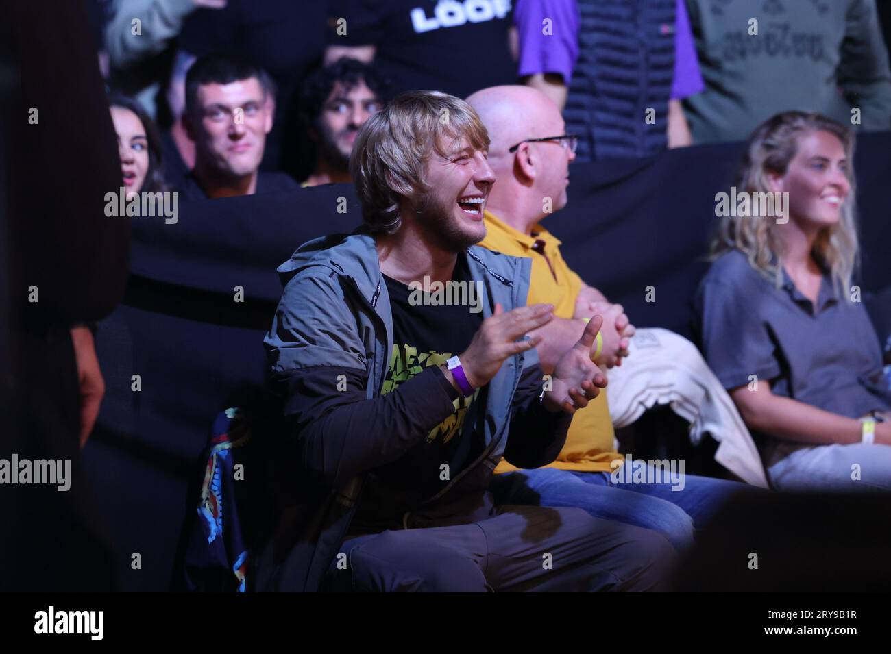 Paddy Pimblett celebrates a win for Adam Cullen (ENG) during the Cage ...