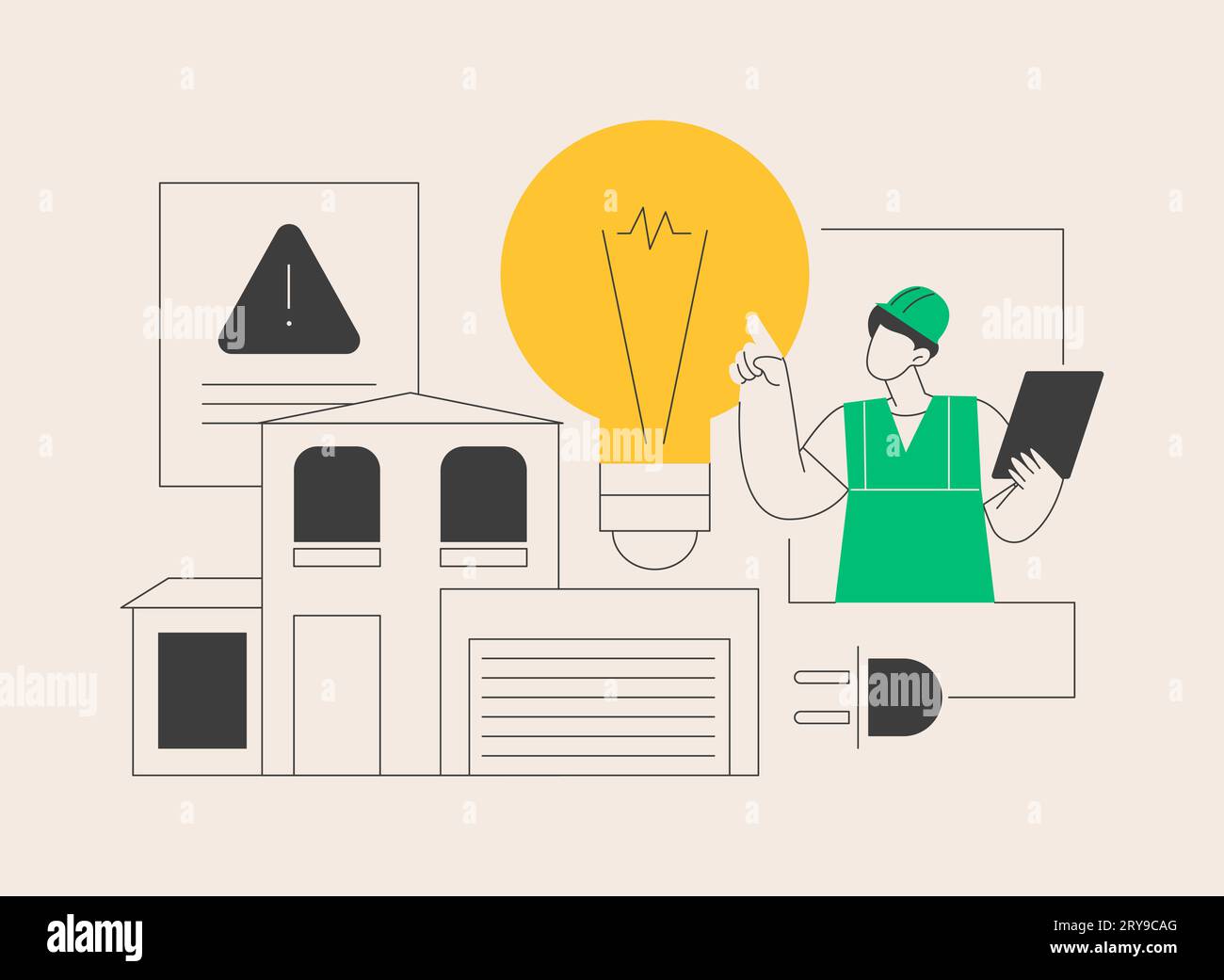 Residential electrical construction abstract concept vector ...