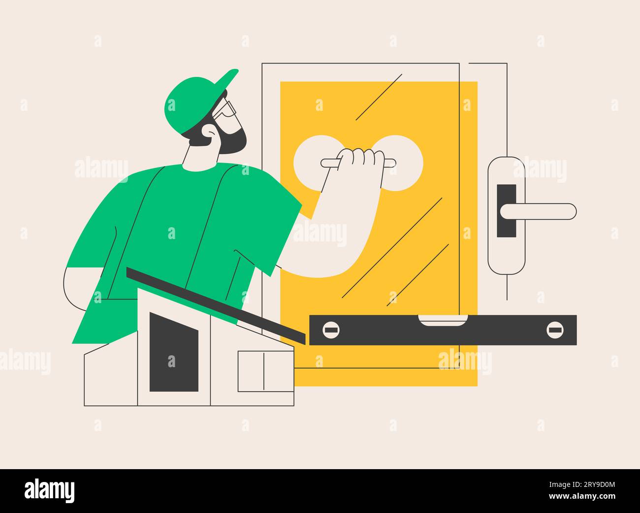 Glazed green door Stock Vector Images - Alamy