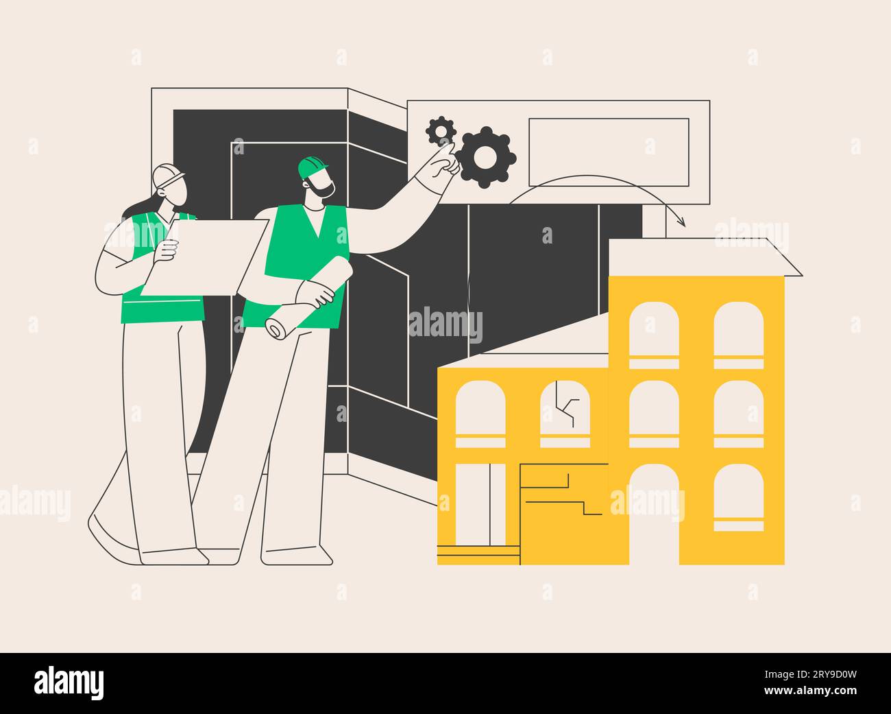 Old Buildings Modernization Abstract Concept Vector Illustration Stock