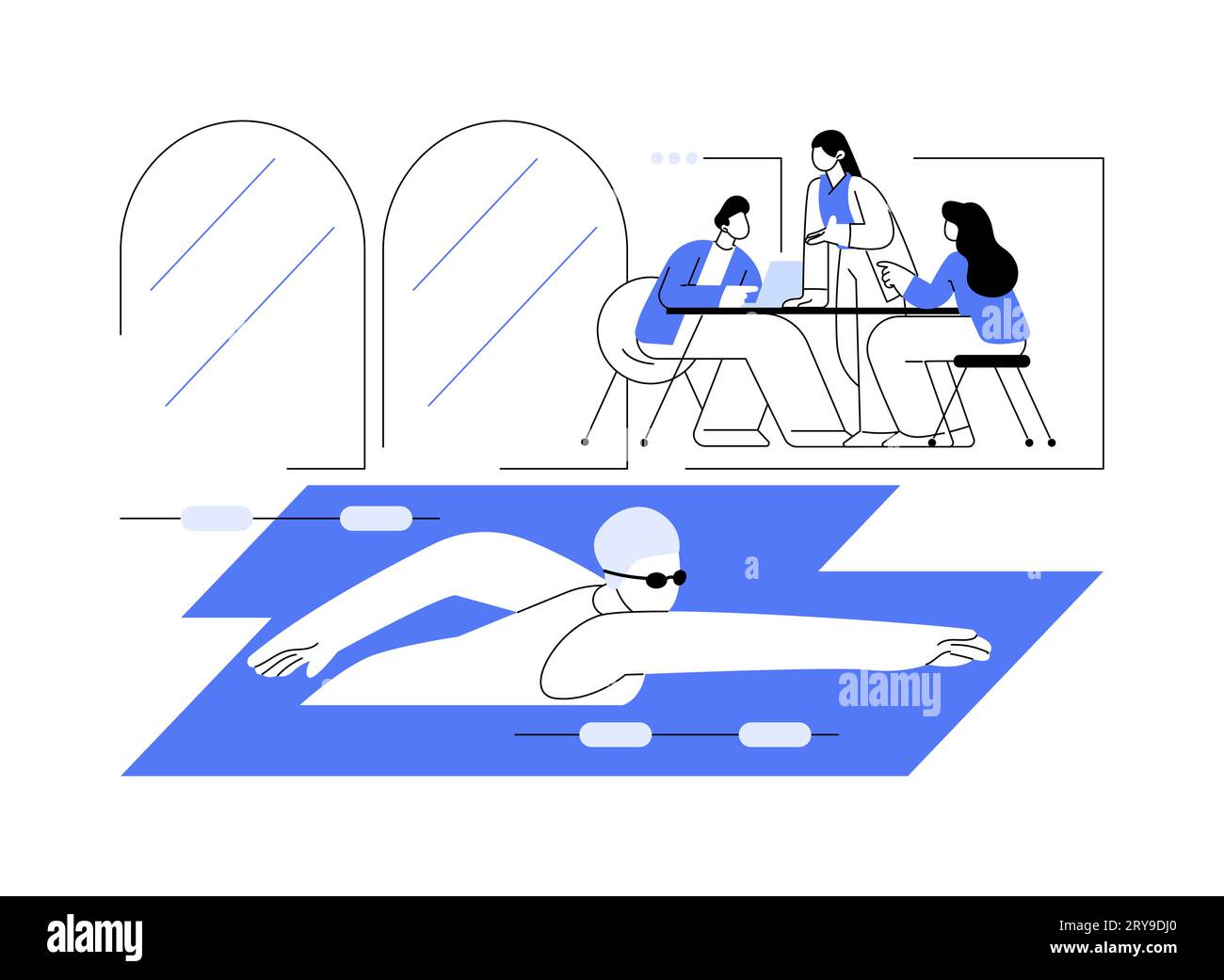 Office swimming pool isolated cartoon vector illustrations Stock Vector ...