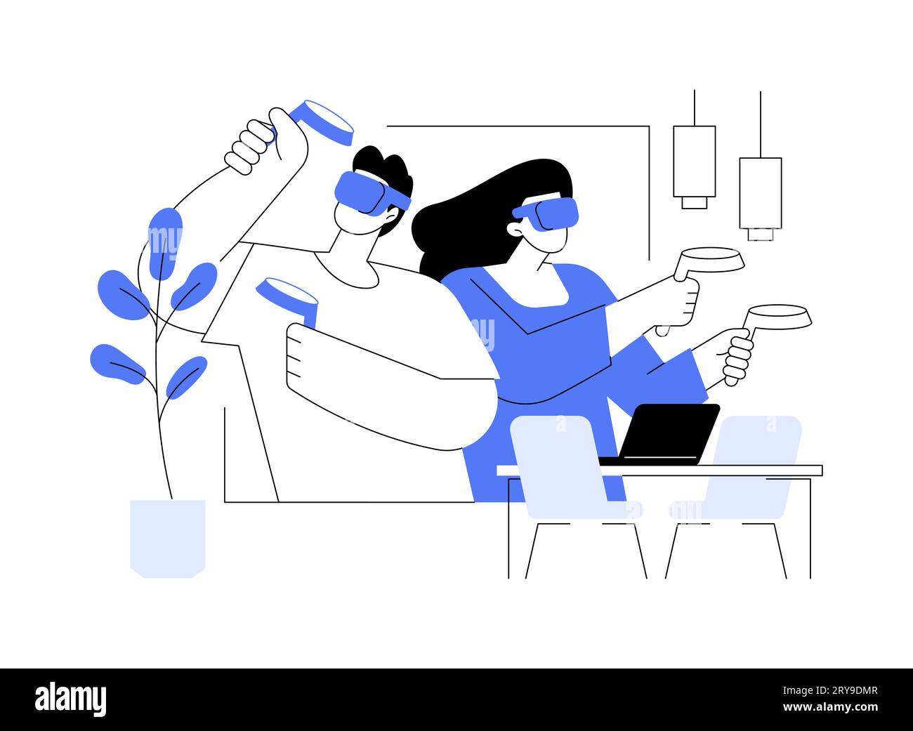 VR gaming isolated cartoon vector illustrations Stock Vector Image ...