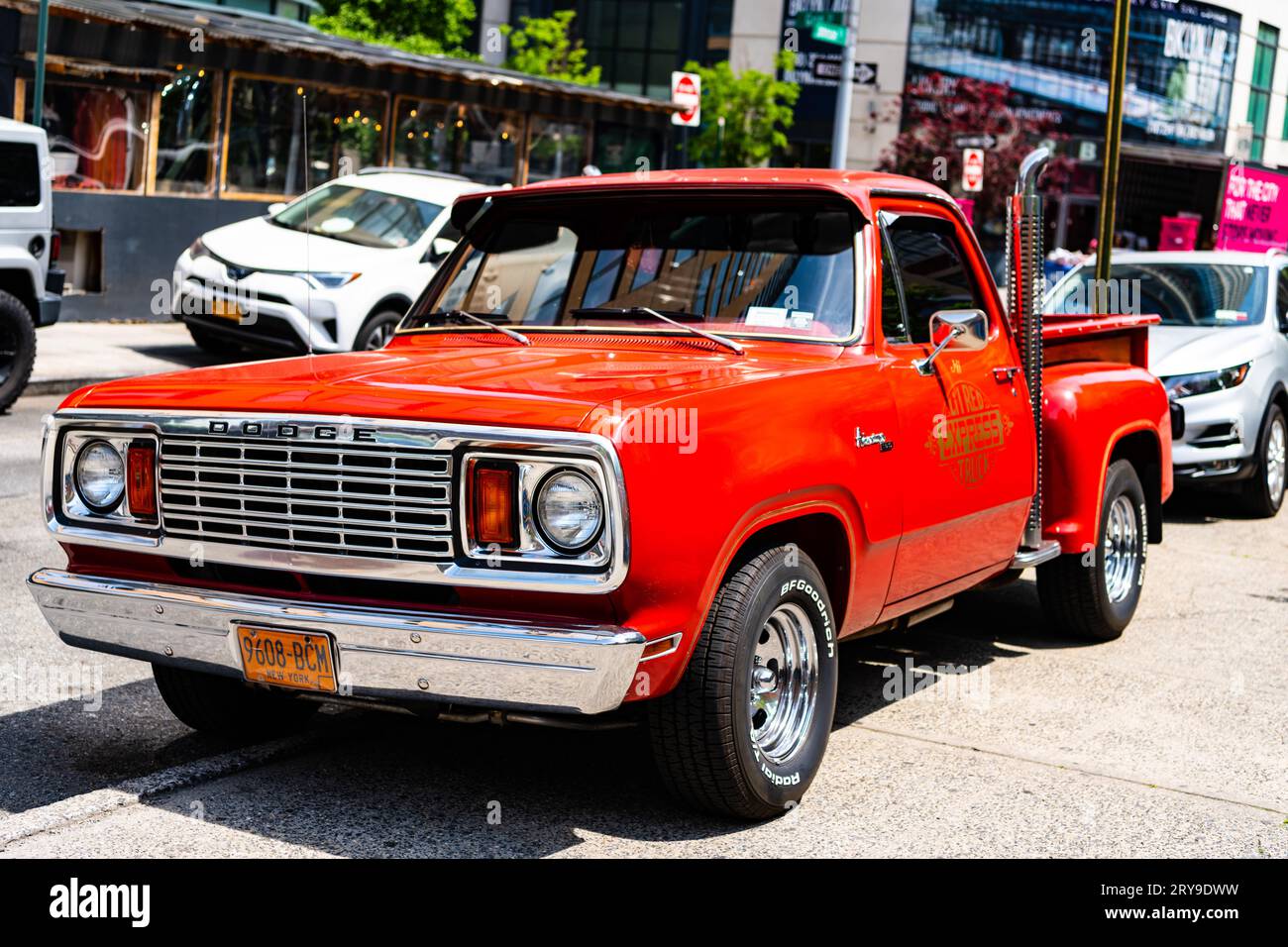 New York City, USA - May 12, 2023: Dodge Warlock classic pickup red ...