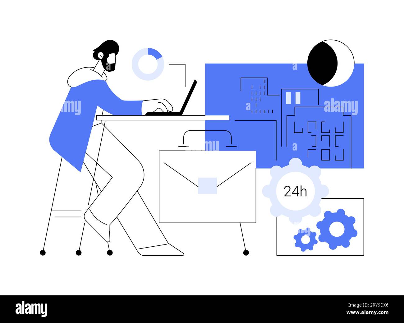 24 hour office access isolated cartoon vector illustrations Stock ...