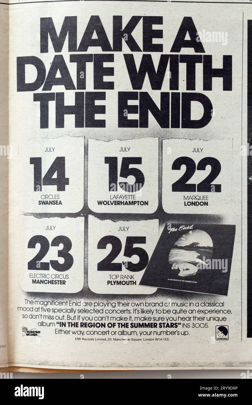 Concert Adverts in 1970s issue of NME New Musical Express Music Paper ...