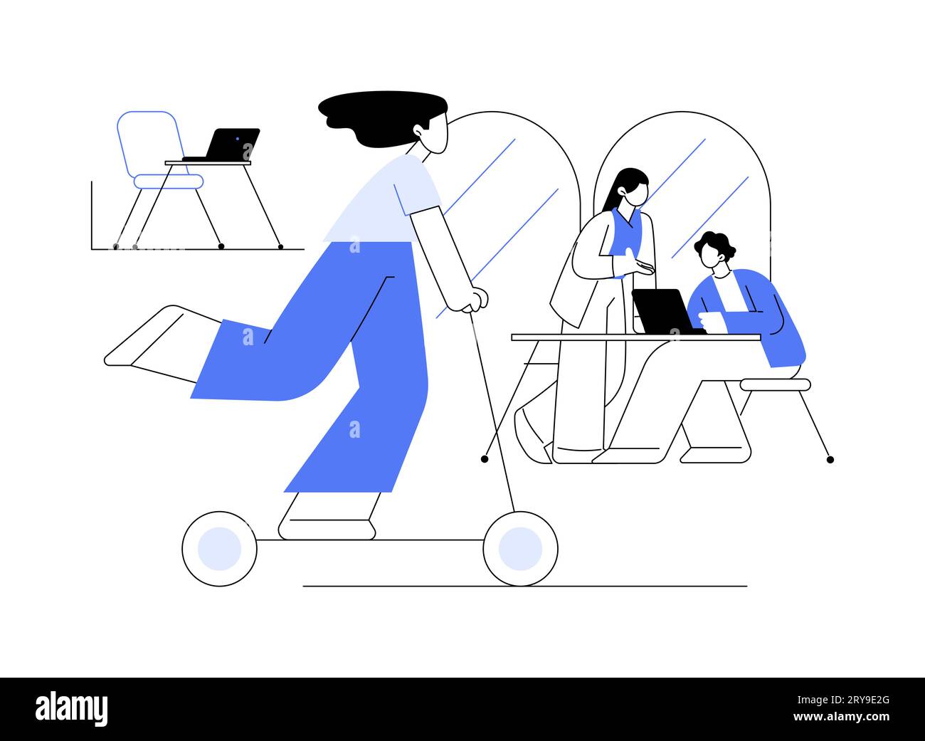 Open space office isolated cartoon vector illustrations Stock Vector ...