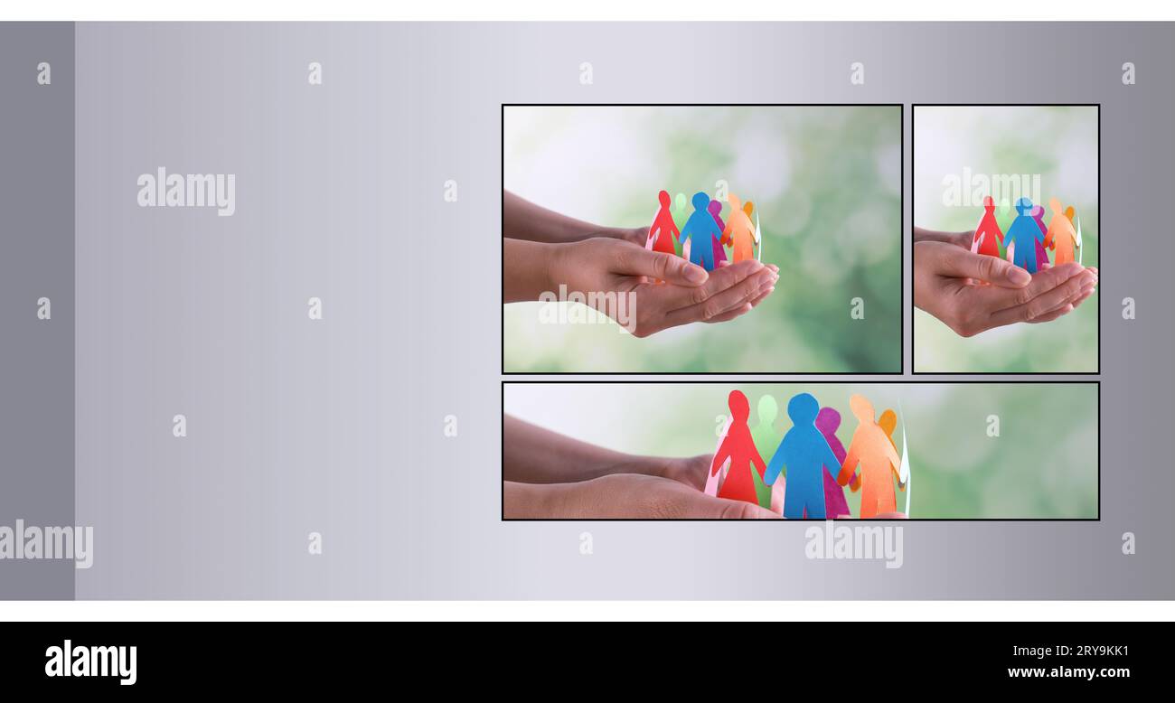 Partnership, union and togetherness. Collage with photo of woman ...