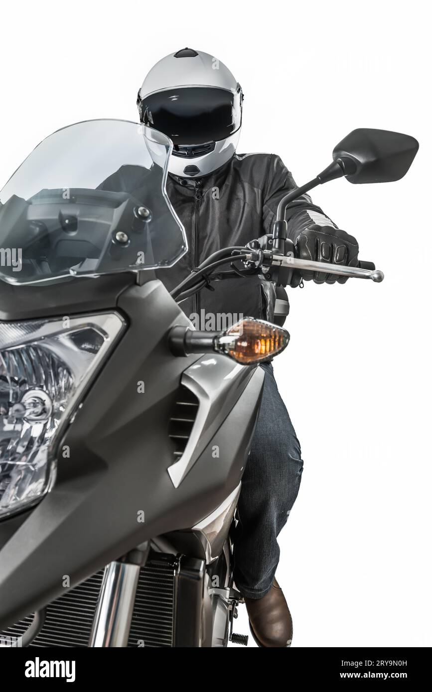 Biker with helmet hi-res stock photography and images - Alamy