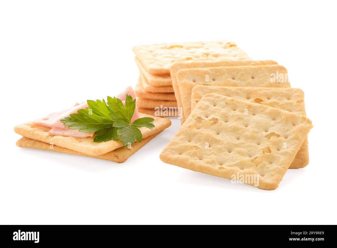 Crackers with Ham Stock Photo - Alamy