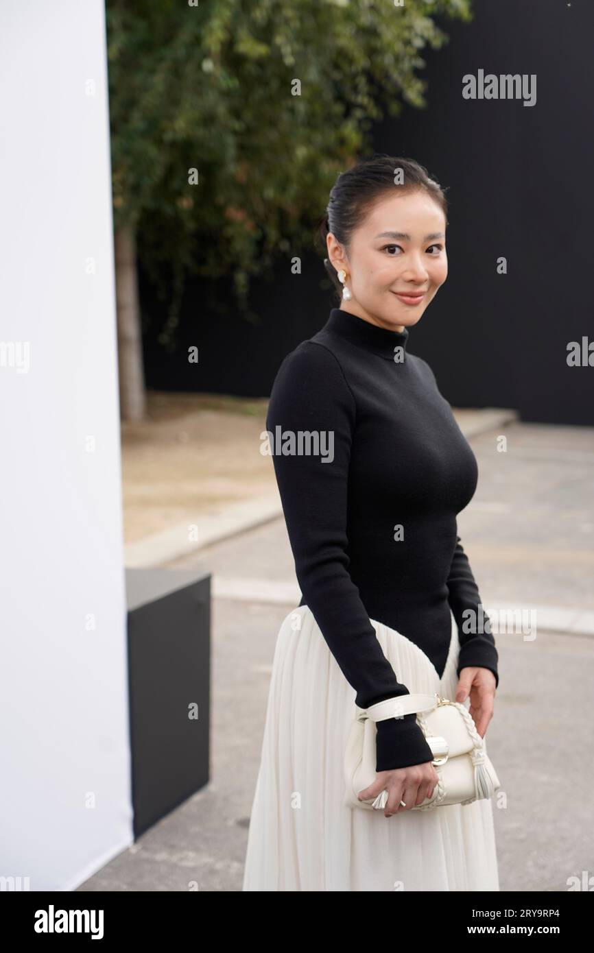 Paris, France. 28th Sep, 2023. Gao Ye arriving at at the Chloe fashion show during the Spring ...