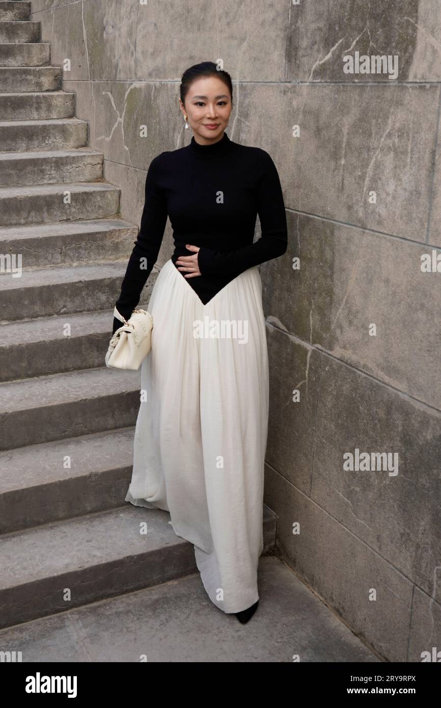 Paris, France. 28th Sep, 2023. Gao Ye arriving at at the Chloe fashion ...