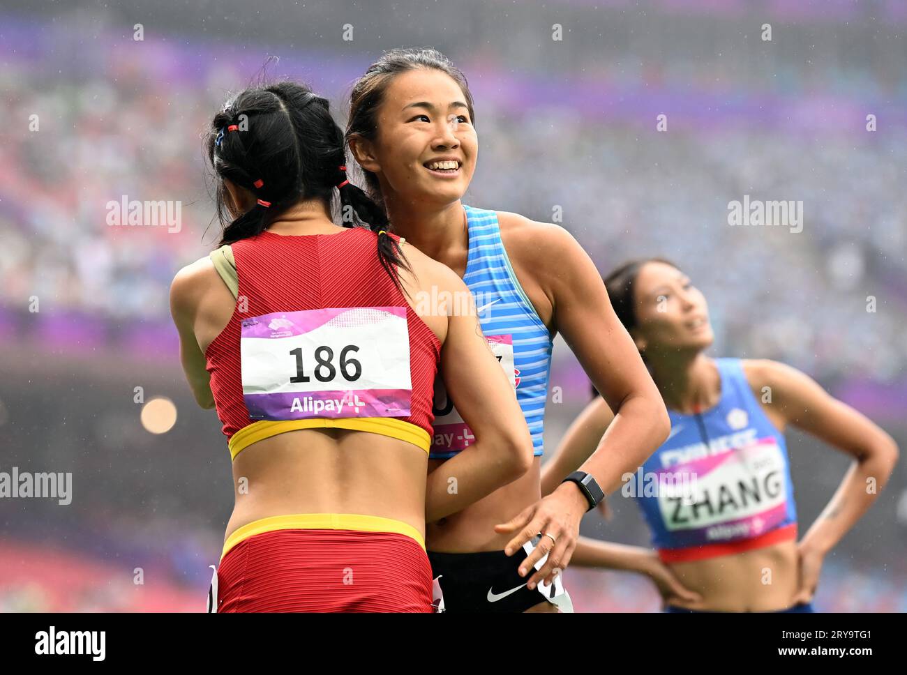 Hangzhou, China's Zhejiang Province. 30th Sep, 2023. Wu Yanni (L) of ...