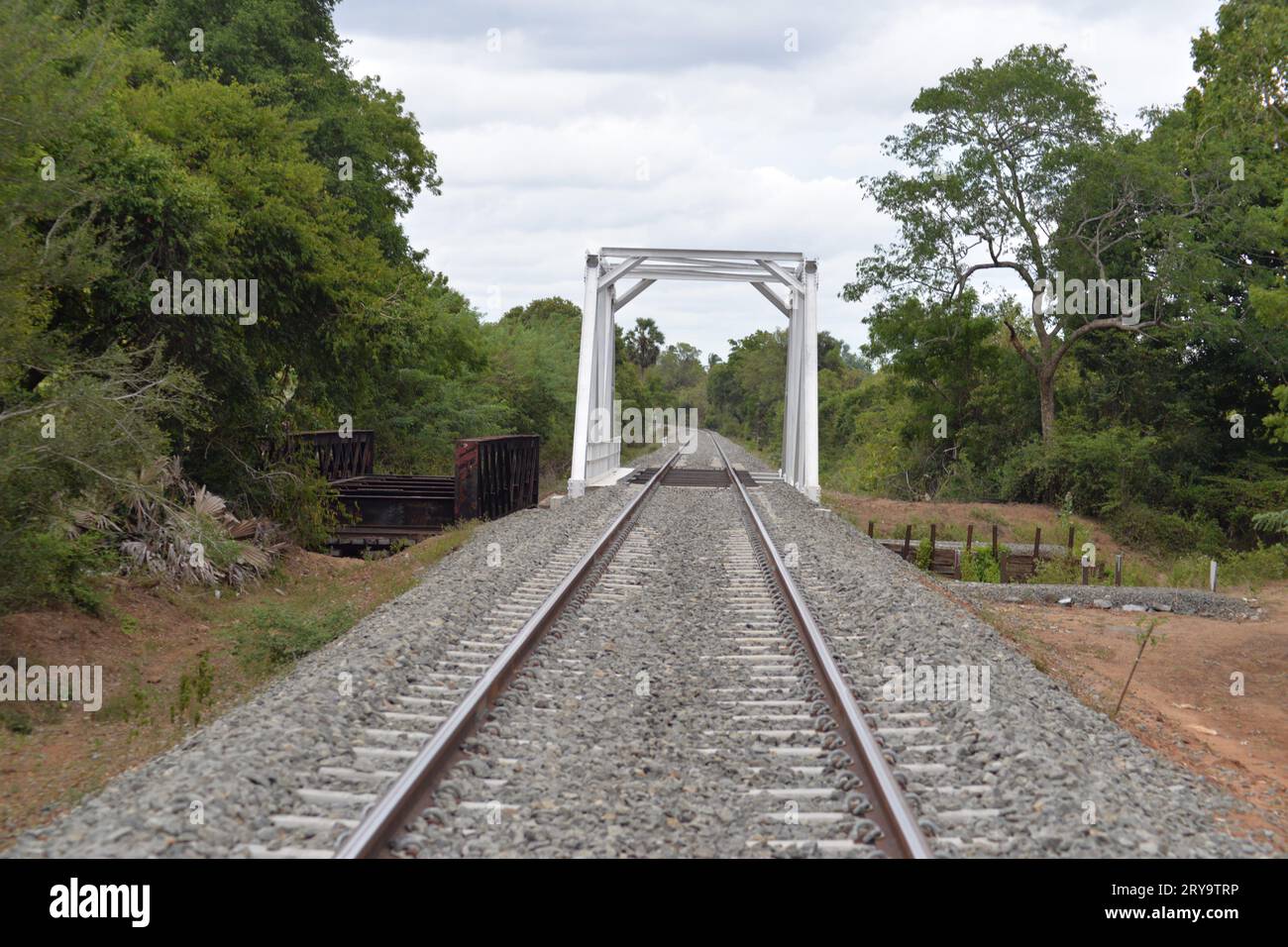 that is a train way track and iron bridge place of srilanka Stock Photo ...