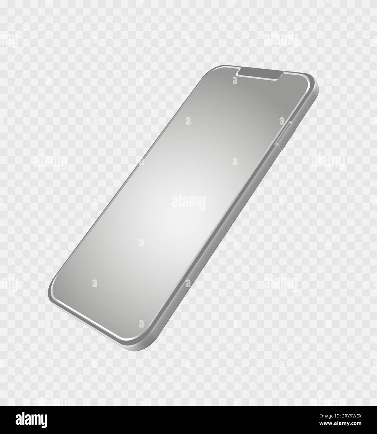 Smartphone mockup in rotated position. Mobile from different angles with blank screen. Template ...