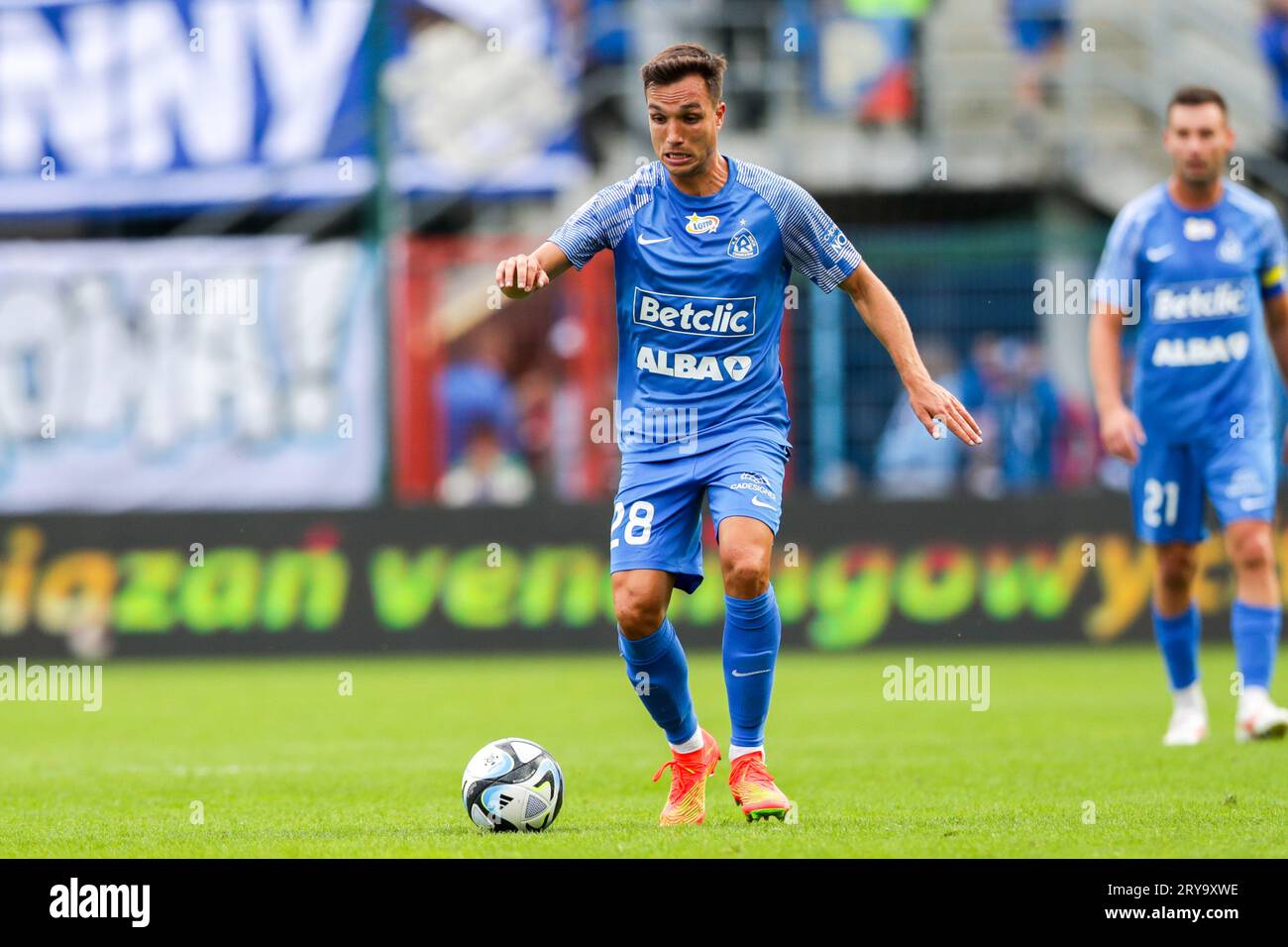 Gliwice, Poland. 24th Sep, 2023. Tomas Podstawski of Ruch Chorzow seen in action during Polish ...