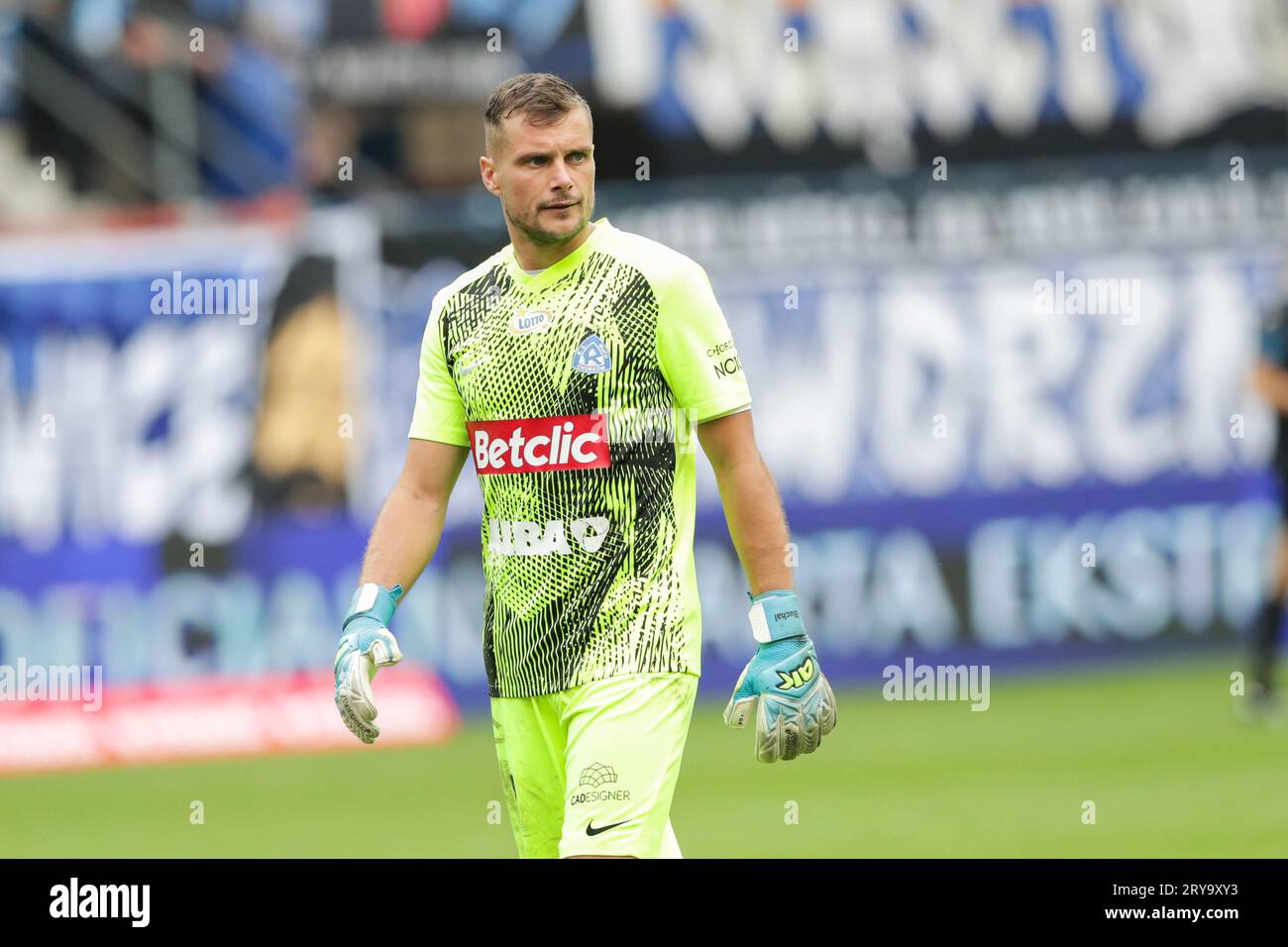 Gliwice, Poland. 24th Sep, 2023. Michal Buchalik of Ruch Chorzow seen in action during Polish ...