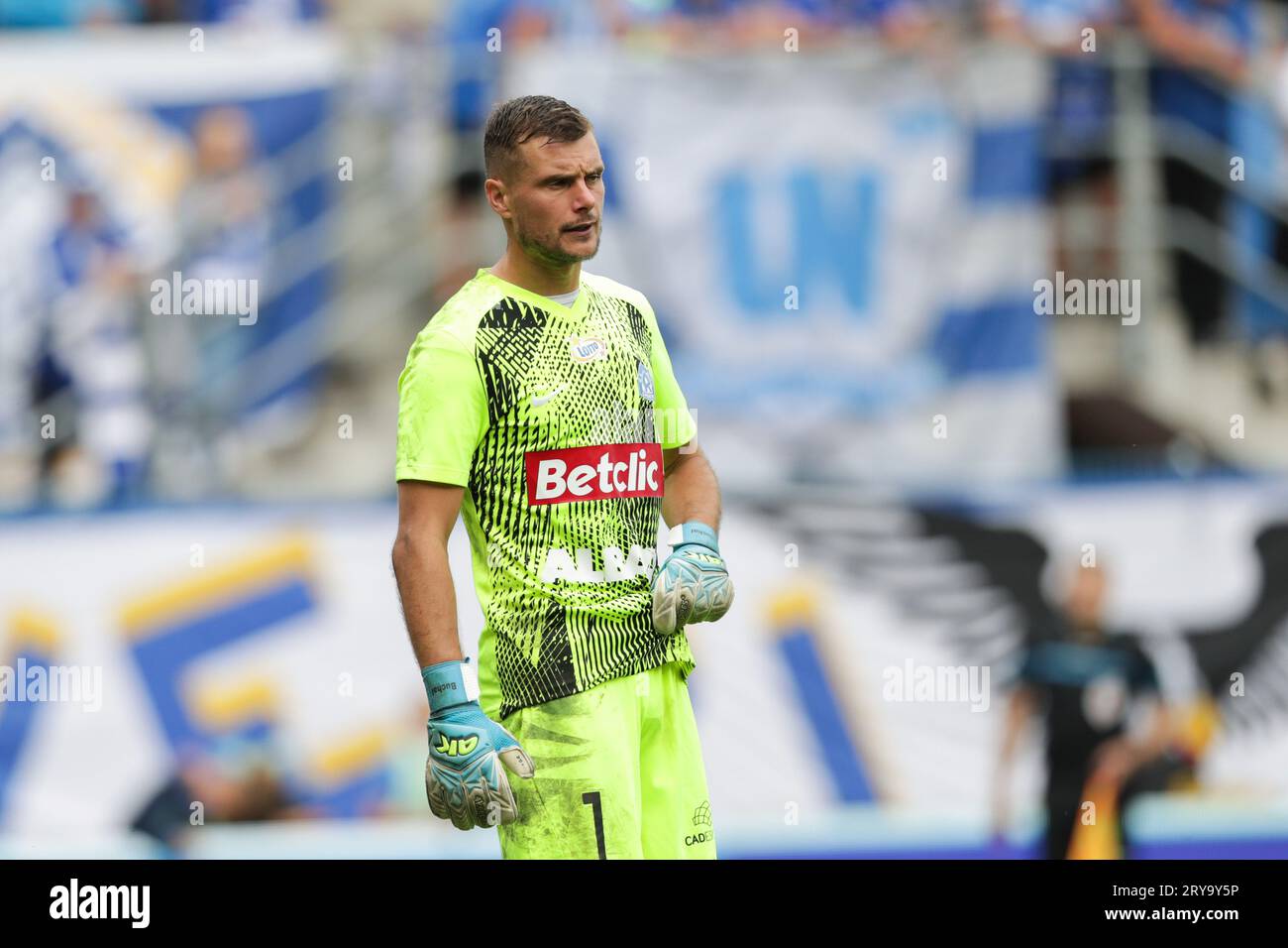 Gliwice, Poland. 24th Sep, 2023. Michal Buchalik of Ruch Chorzow seen in action during Polish ...