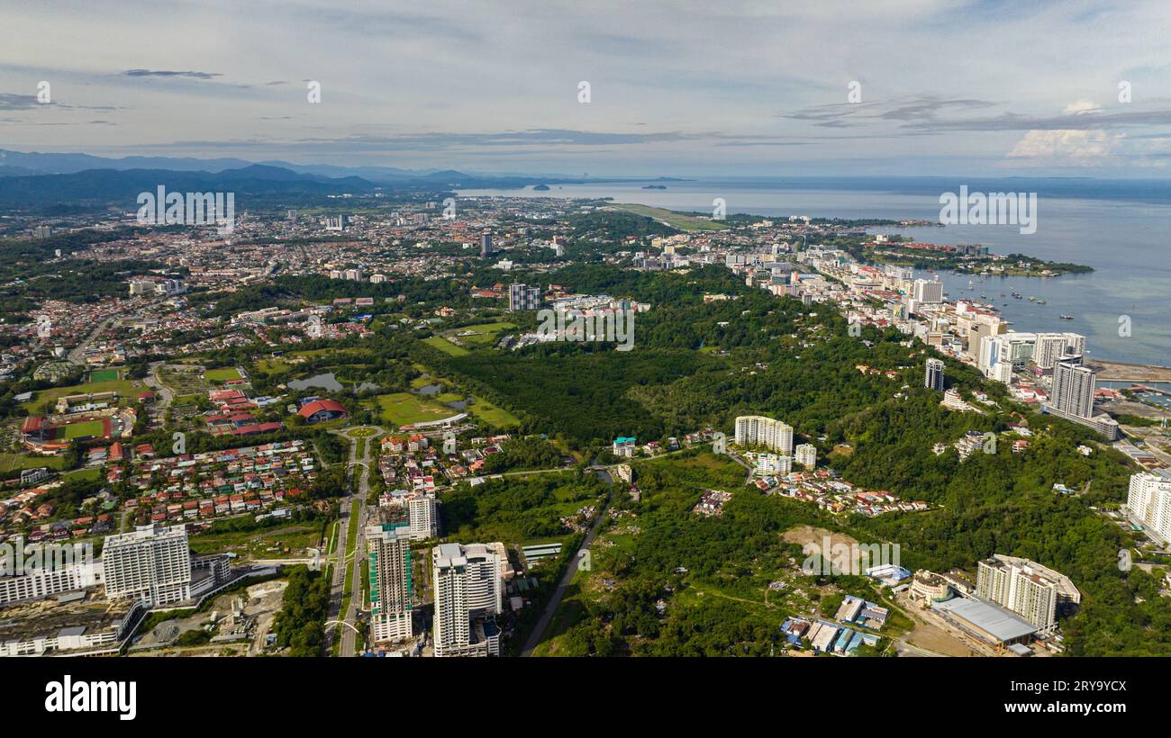 Aerial view of Kota Kinabalu is the state capital of Sabah, Malaysia ...