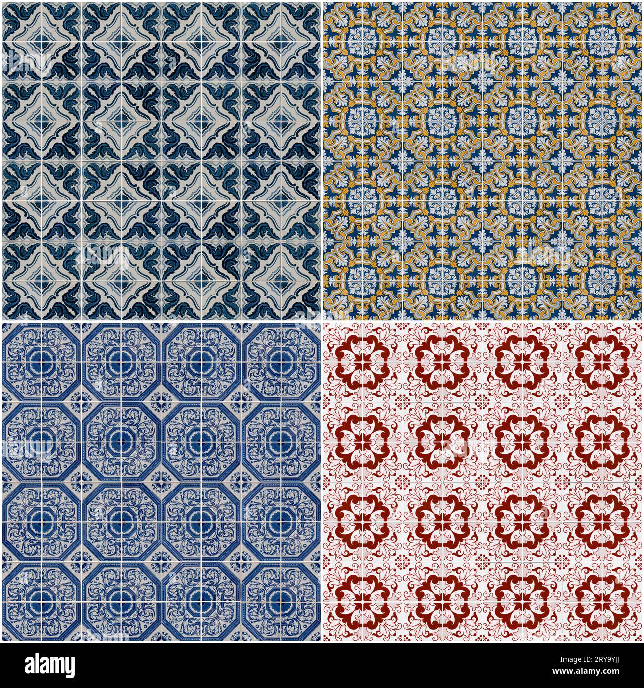 Set of four ceramic tiles patterns Stock Photo - Alamy