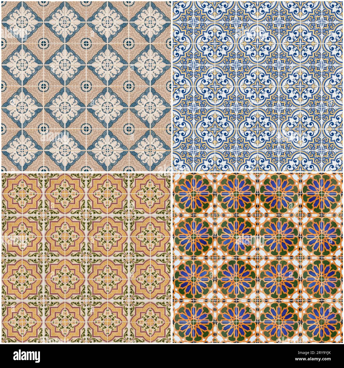 Set of four ceramic tiles patterns Stock Photo - Alamy