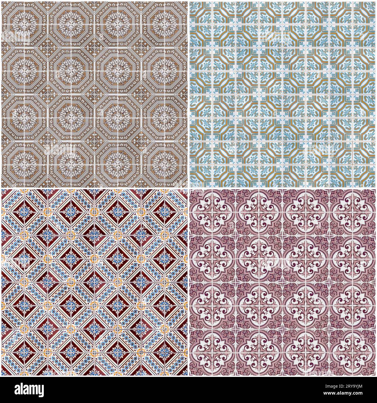 Set of four ceramic tiles patterns Stock Photo - Alamy