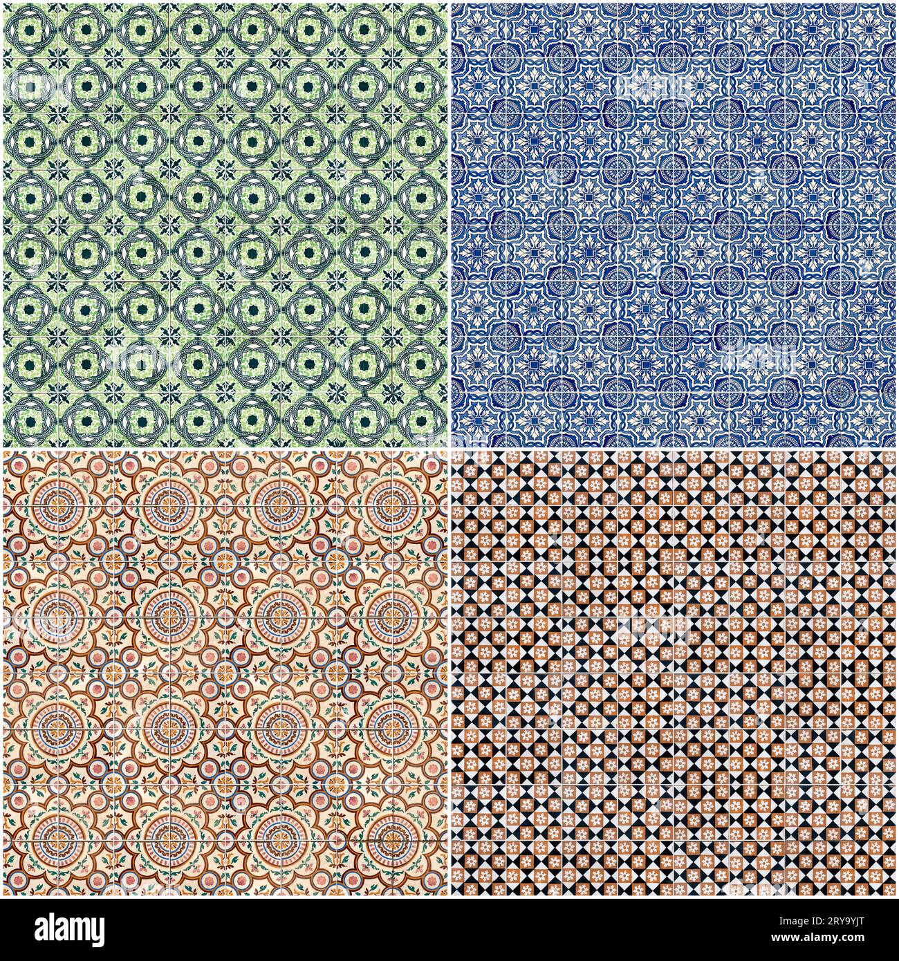 Set of four ceramic tiles patterns Stock Photo - Alamy