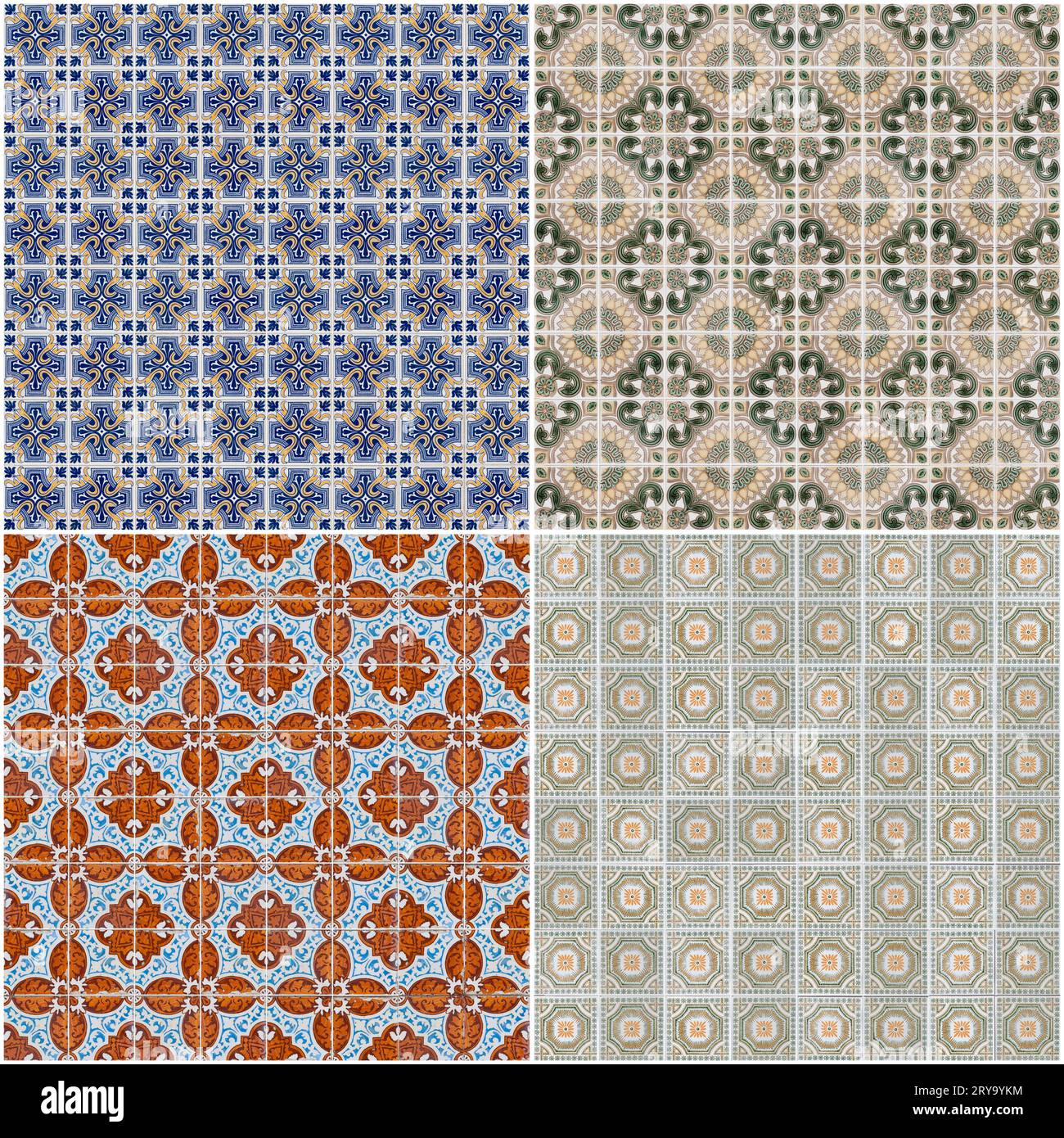 Set of four ceramic tiles patterns Stock Photo - Alamy