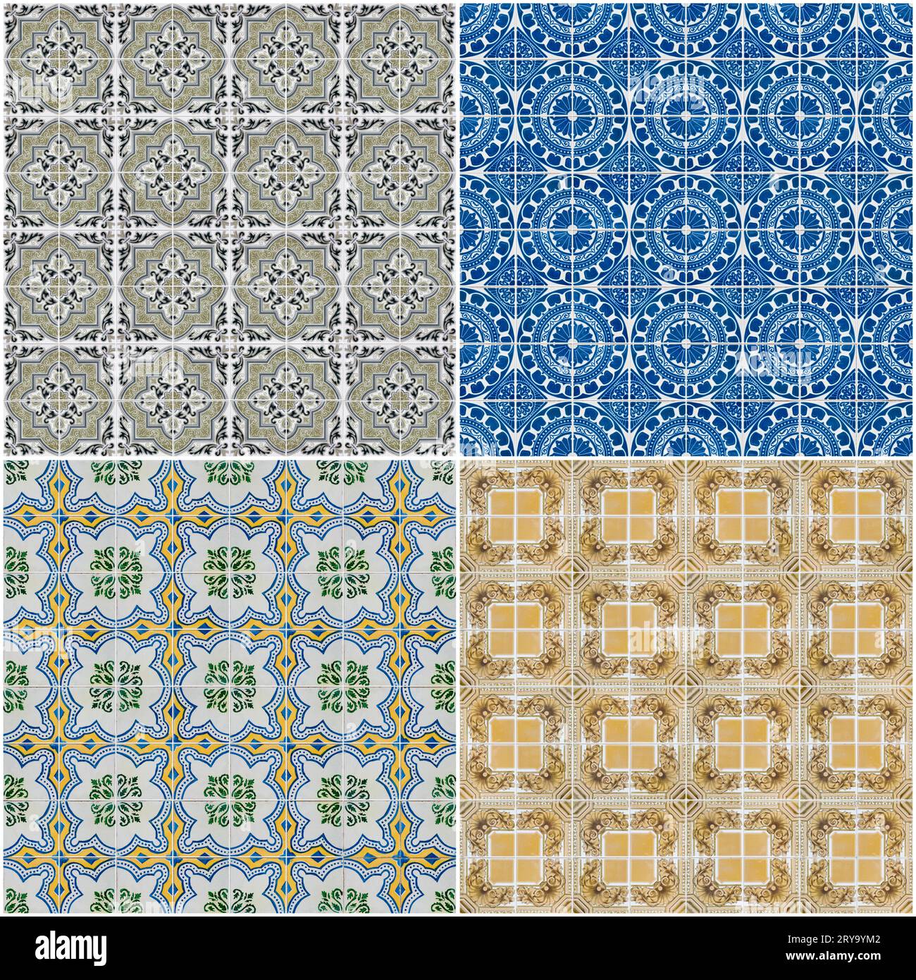 Set of four ceramic tiles patterns Stock Photo - Alamy