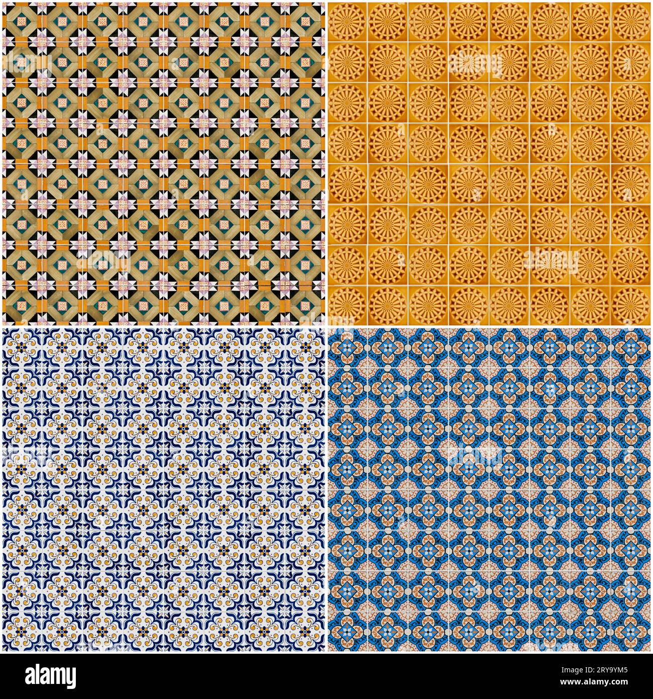 Set of four ceramic tiles patterns Stock Photo - Alamy
