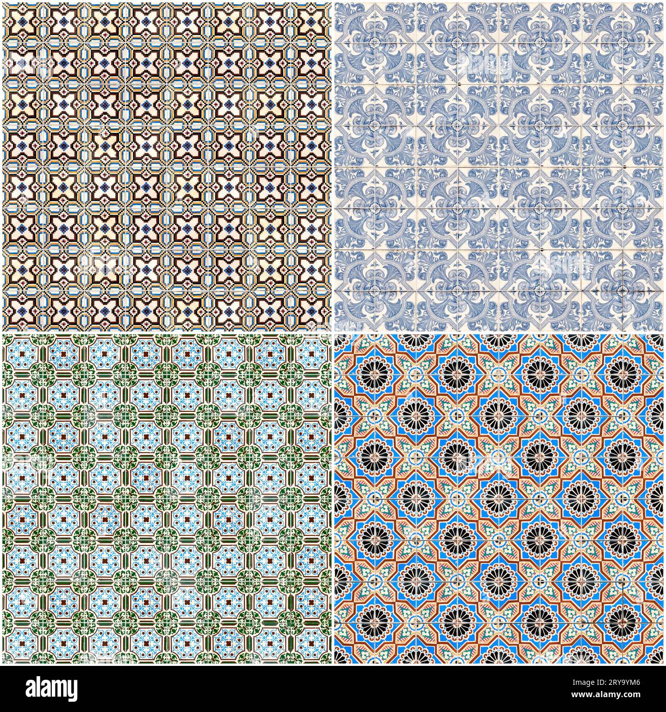 Set of four ceramic tiles patterns Stock Photo - Alamy