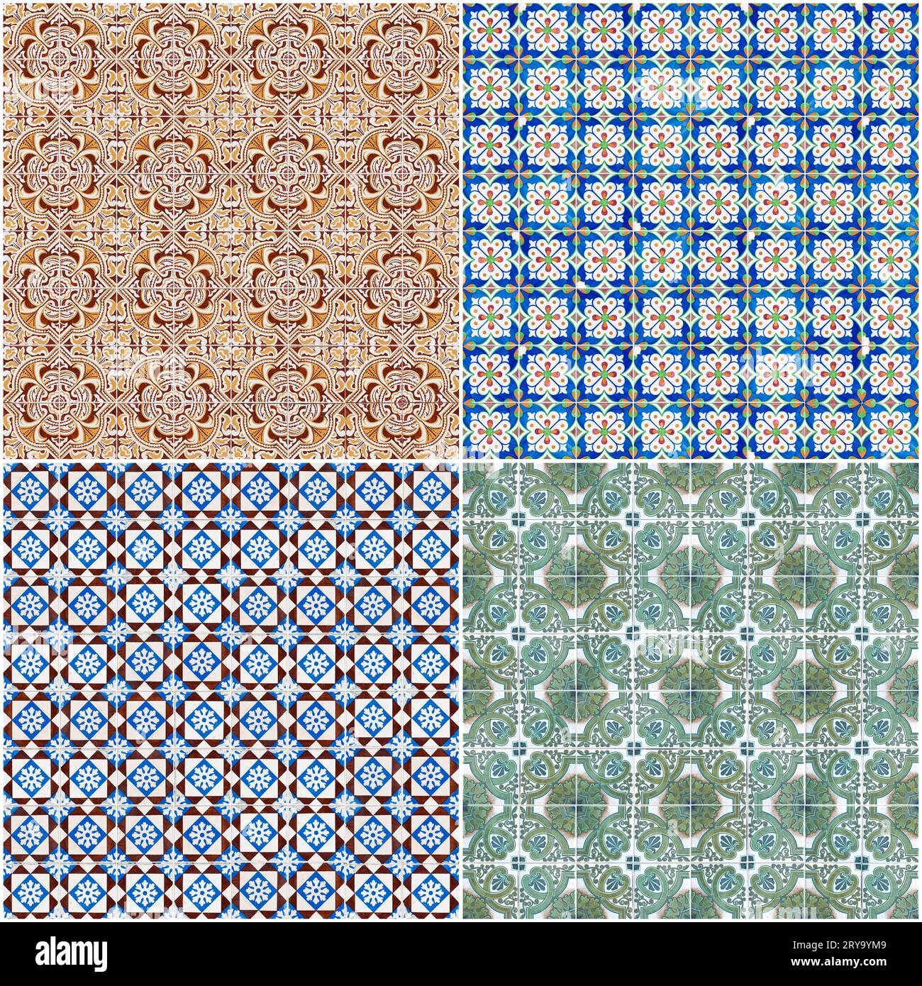 Set of four ceramic tiles patterns Stock Photo - Alamy