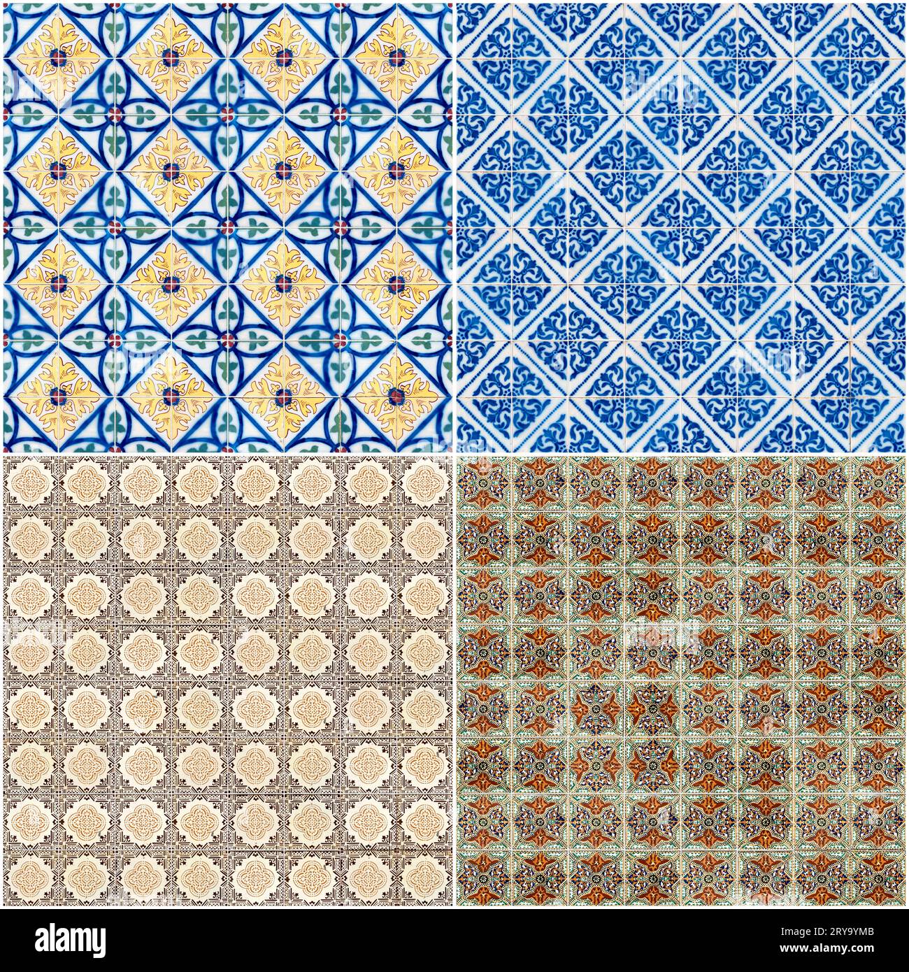 Set of four ceramic tiles patterns Stock Photo - Alamy