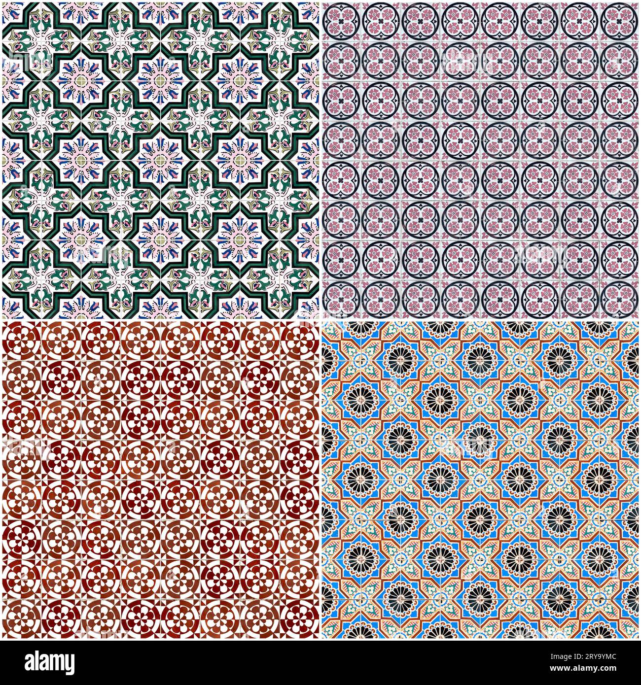 Set of four ceramic tiles patterns Stock Photo - Alamy