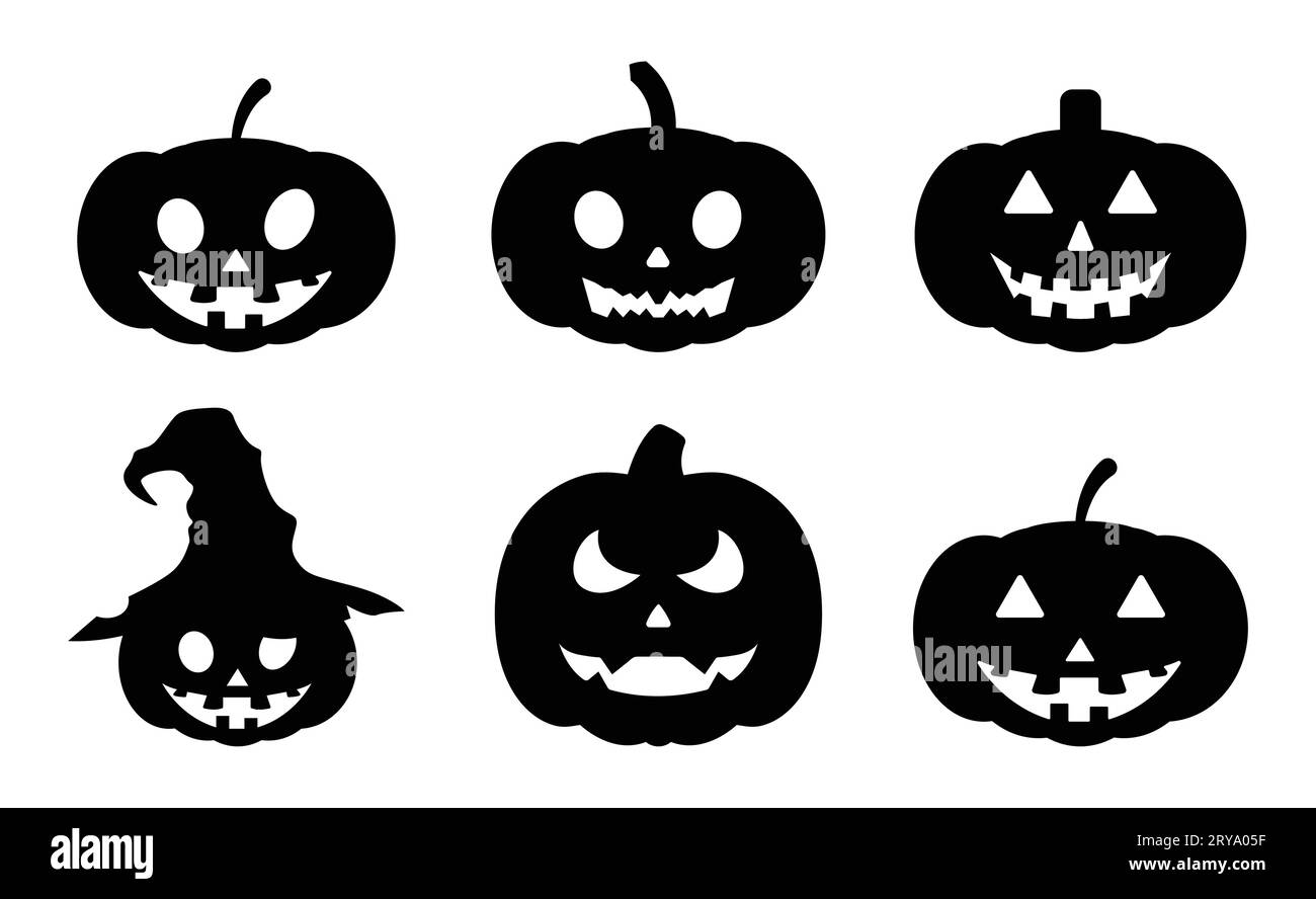 Halloween pumpkin silhouette set. Halloween. Smiling pumpkin lantern ...