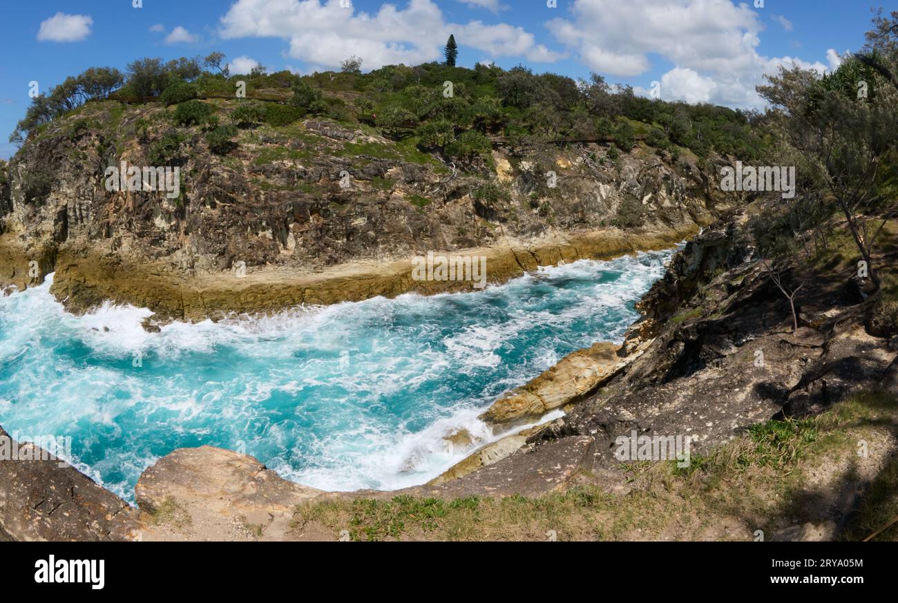 View of Main Beach a surf beach on Stradbroke Island Queensland ...