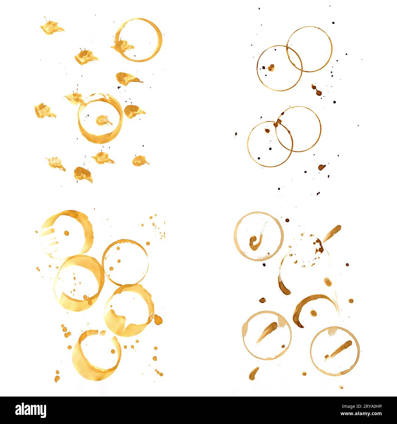 Collection of coffee splashes and stains Stock Photo - Alamy