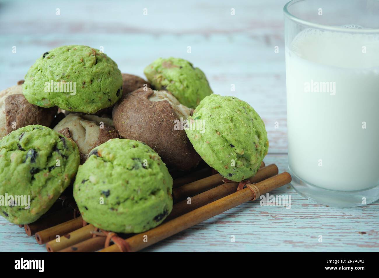 green color sweets, confectionary and pastry products Stock Photo - Alamy