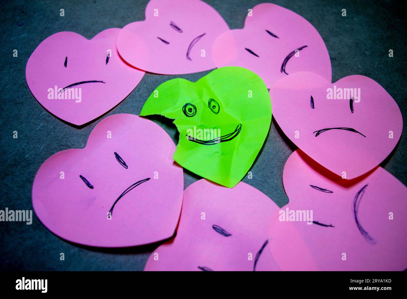 Positive attitude concept made with heart shaped papers Stock Photo - Alamy