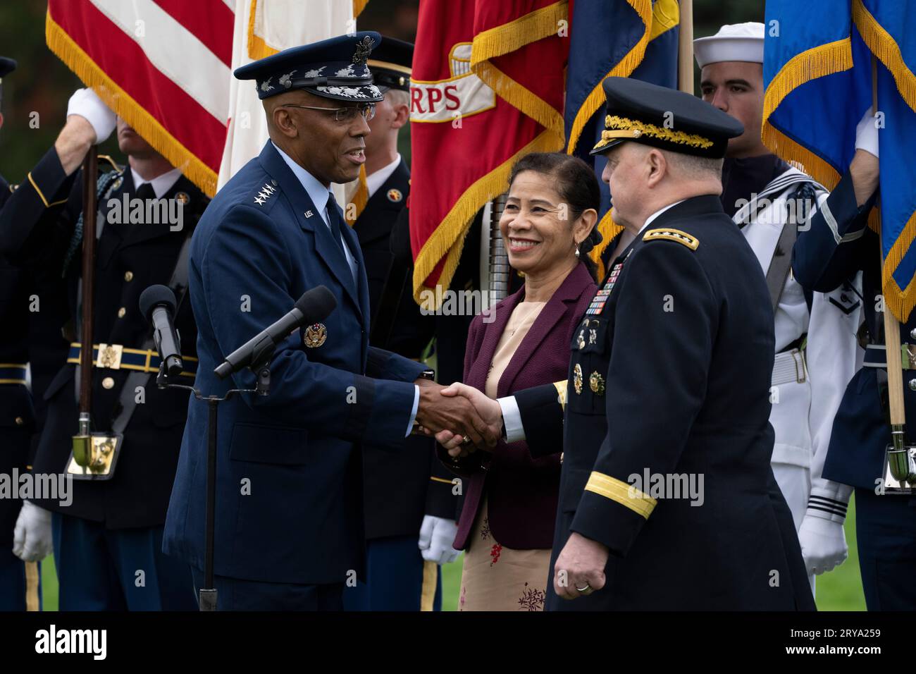 Gen. CQ Brown Jr., incoming chairman of the Joint Chiefs of Staff, left ...
