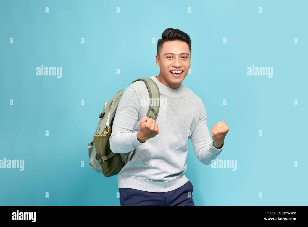 Winner man. Happy guy shows "Yes" gesture. Concept of luck success ...