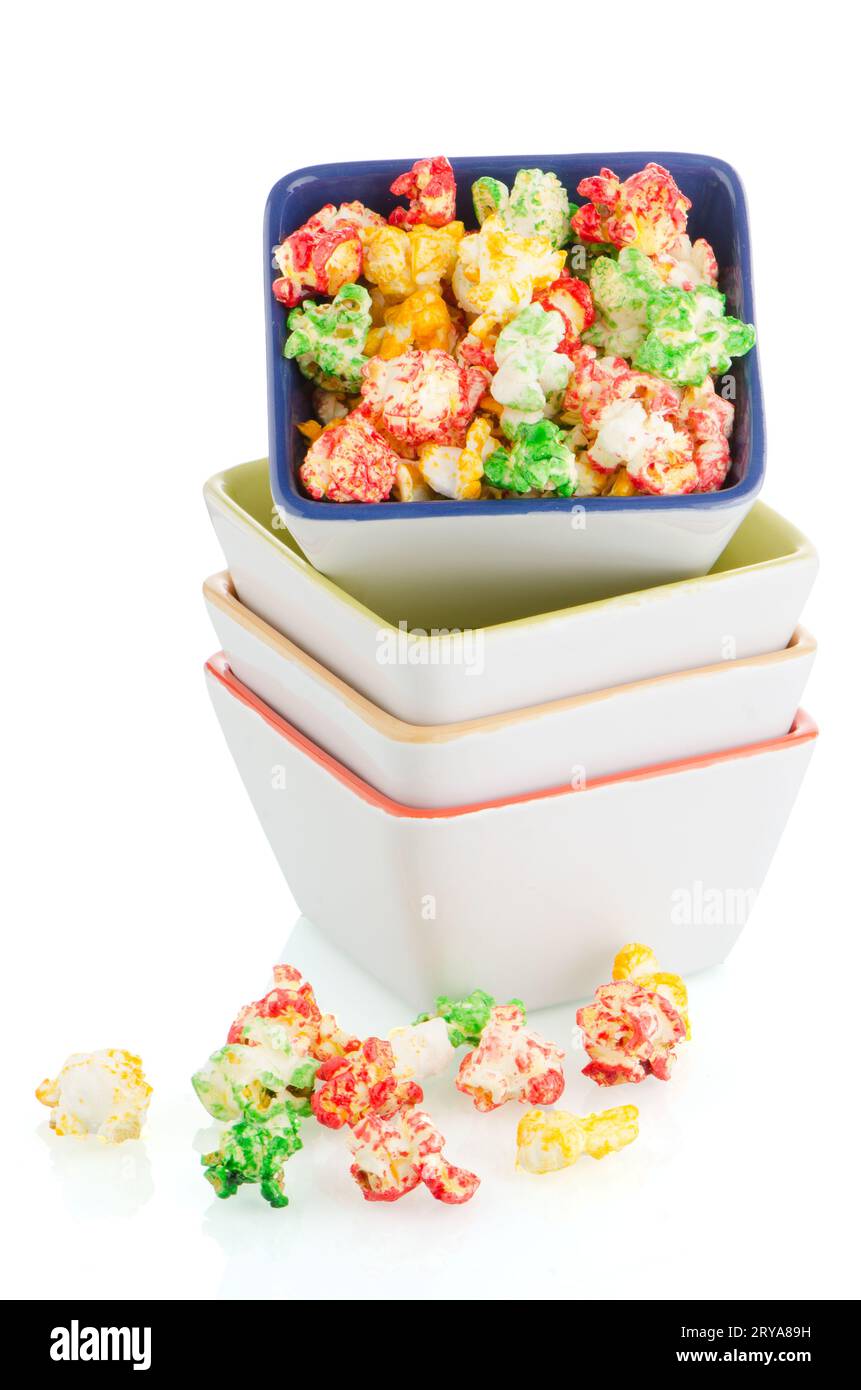 Pile of ceramic bowls of popcorn Stock Photo - Alamy