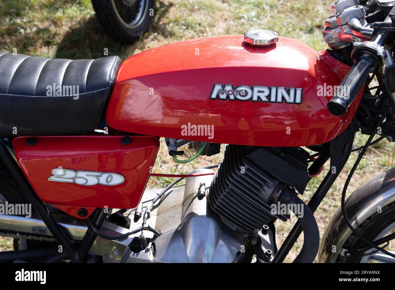 Bordeaux , France - 09 18 2023 : Moto Morini 250 motorcycle vintage red ...