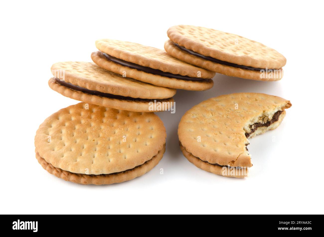 Sandwich biscuits with chocolate filling Stock Photo - Alamy