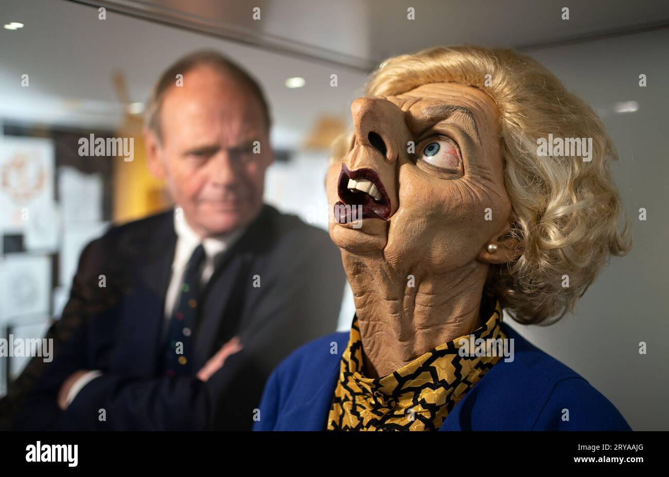 Spitting Image producer John Lloyd with a puppet of former Prime ...