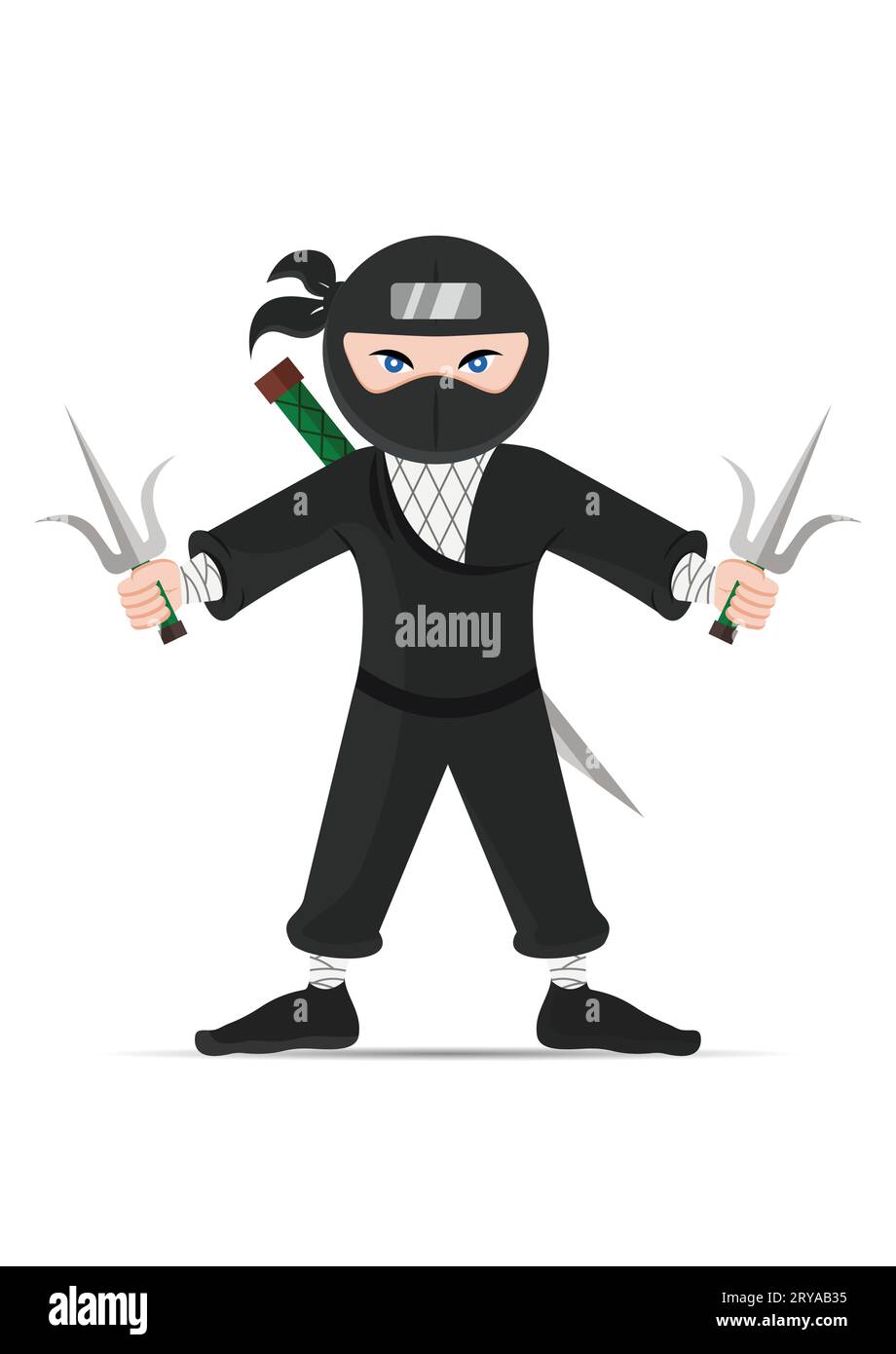 Ninja Warrior Cartoon Character Vector Illustration Isolated on White ...